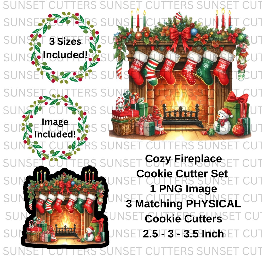 Fireplace Cookie Cutter, Fireplace Png, Cookie Cutters, Christmas ...