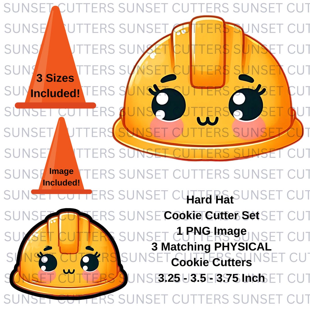 Hard Hat Cookie Cutter and PNG Set, Cookie Cutters, Construction Png ...
