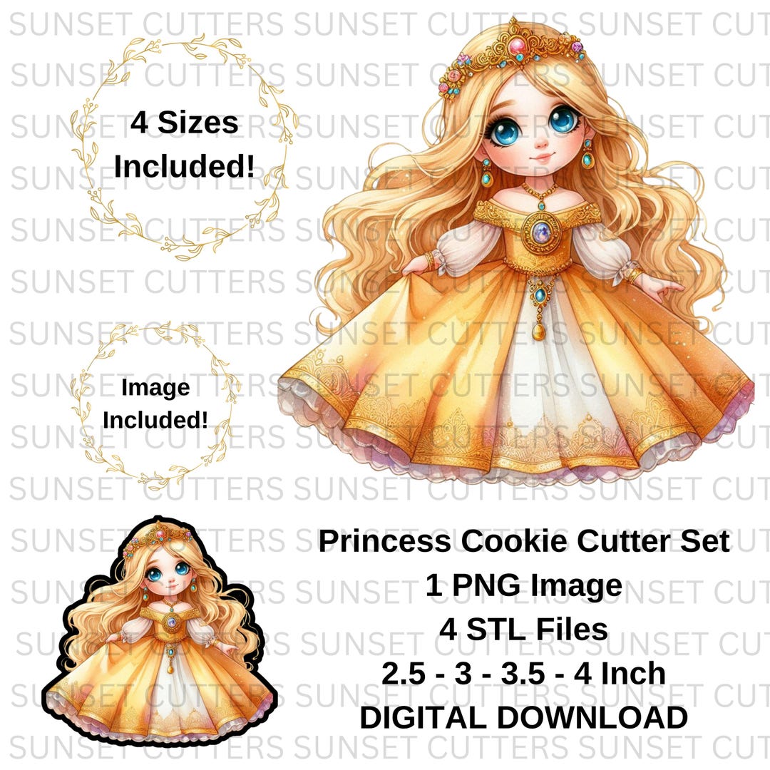 Princess STL and PNG, STL Cutters, Stl Cookie Cutters, Cookie Cutters ...