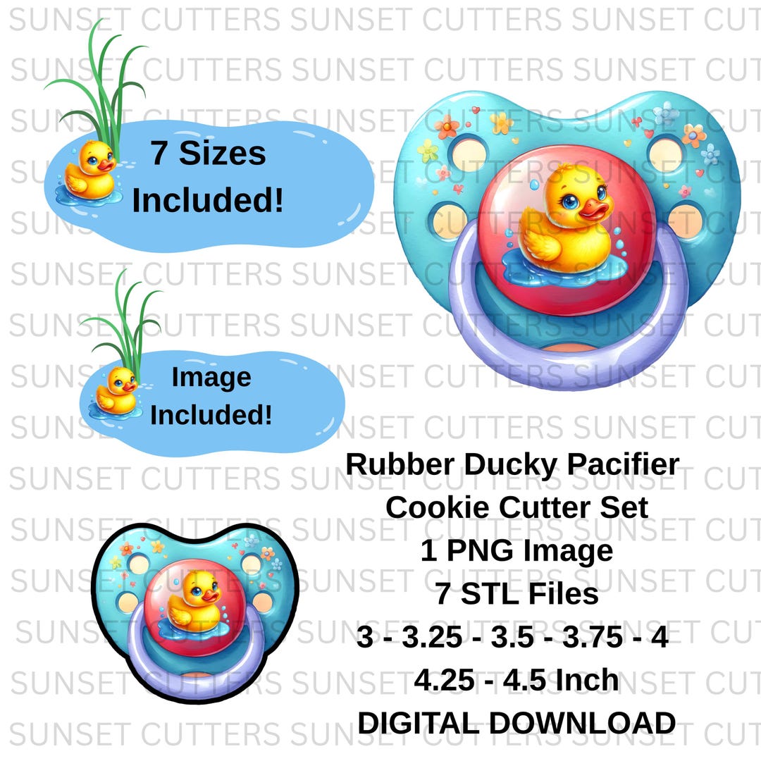 Baby Pacifier PNG and STL Cookie Cutter Set, Baby Shower Cookies ...