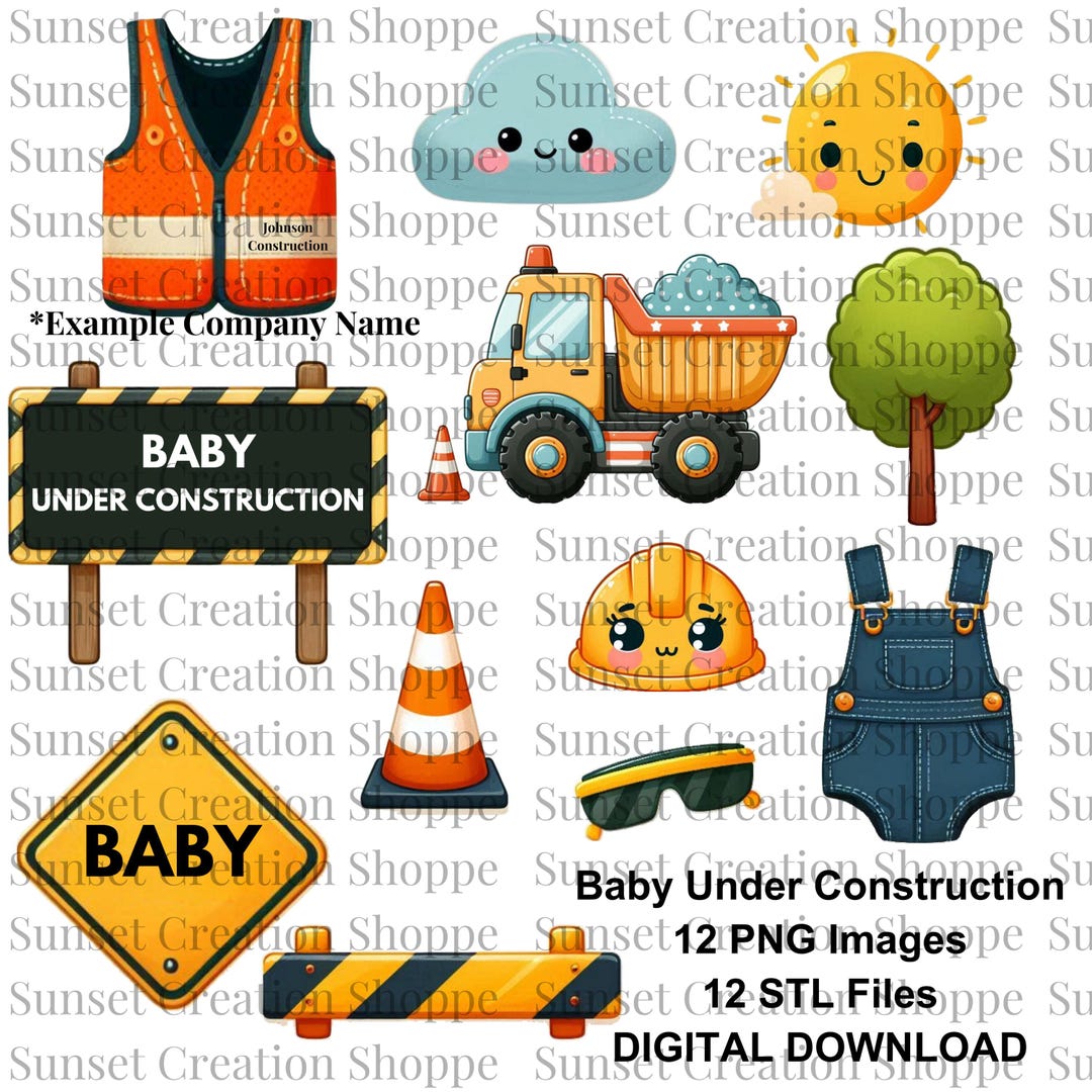 Construction Cookie Cutter STL and Pngs, Construction PNG, STL Cutters ...