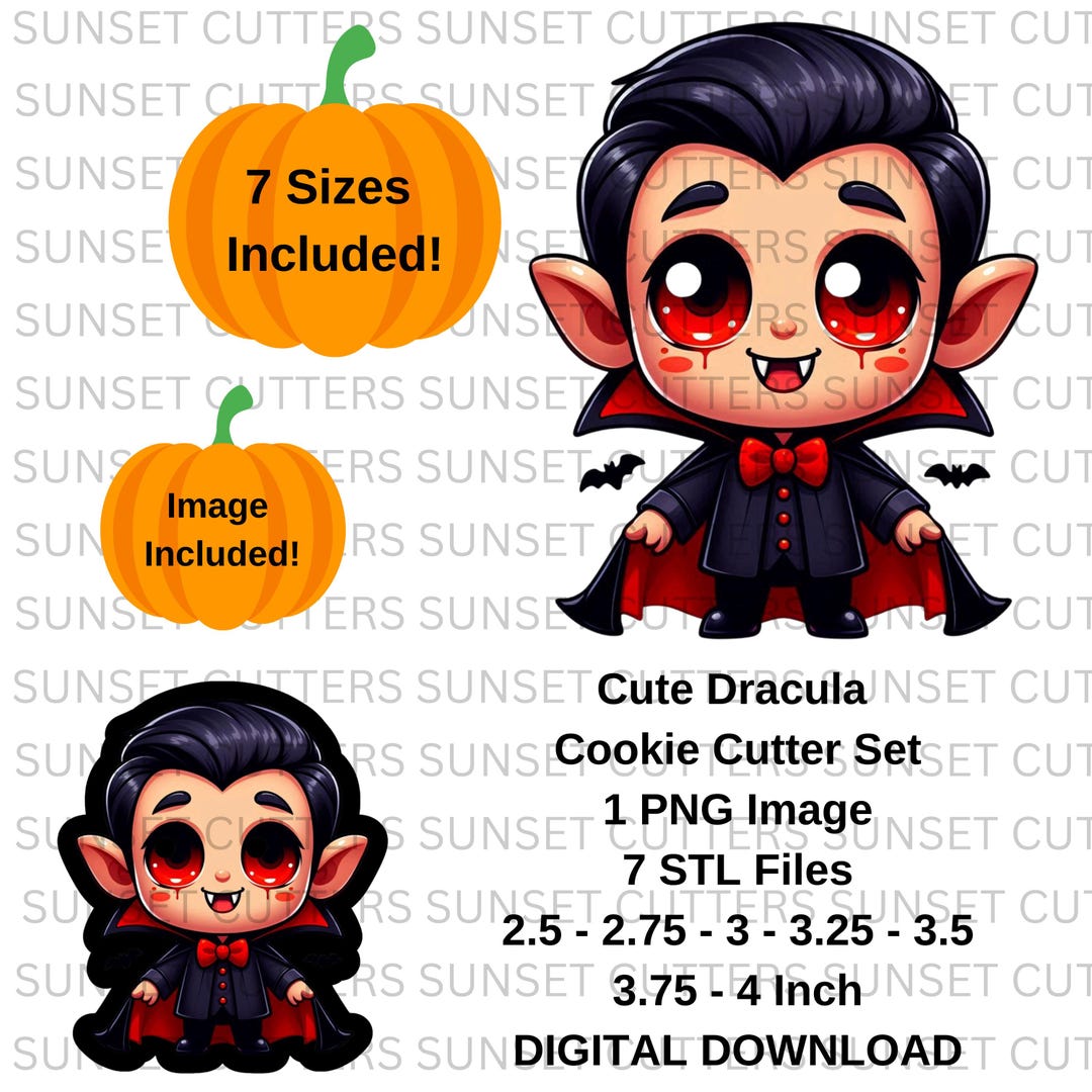 Dracula PNG and STL Cookie Cutter Set, Dracula Png, Halloween Clipart ...