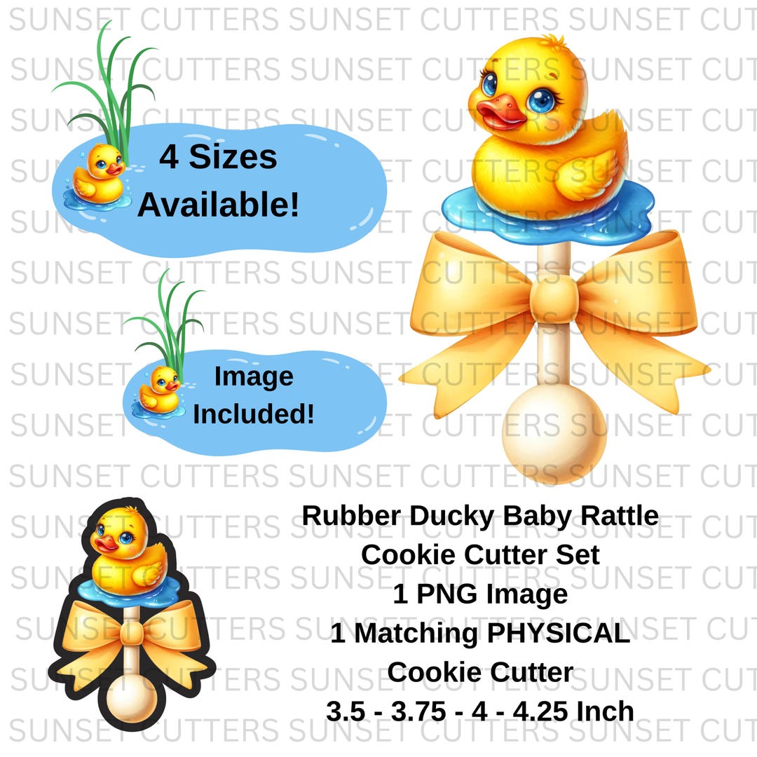 Baby Rattle PNG and Cookie Cutter, Rubber Ducky Clipart, Baby Shower ...