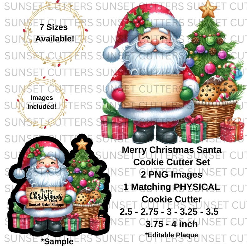 Santa Cookie Cutter and PNG, Cookie Cutters, Santa Claus Png, Editable ...