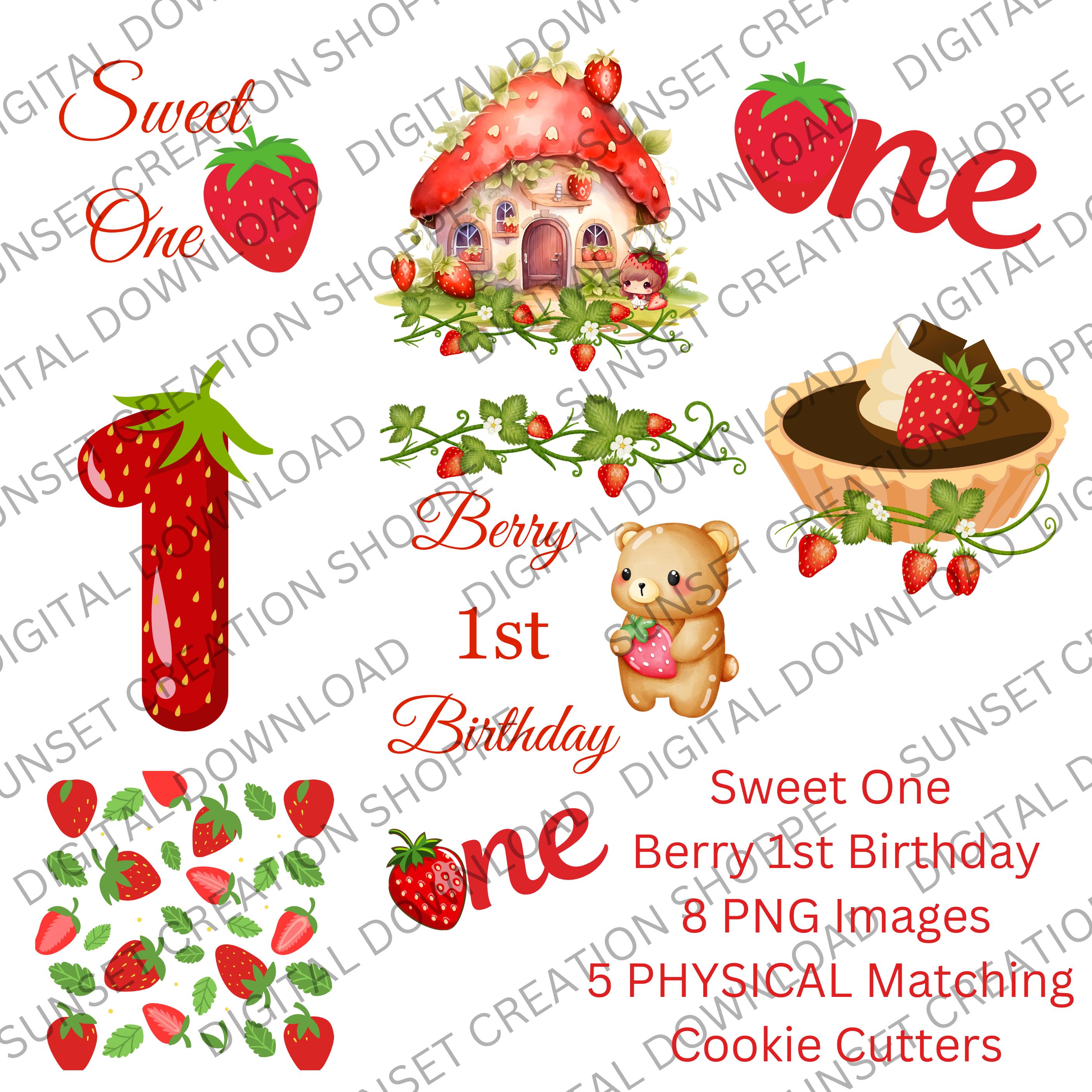 Birthday PNG and Cookie Cutter Set, Cookie Cutters, Sweet One PNG, 1st ...