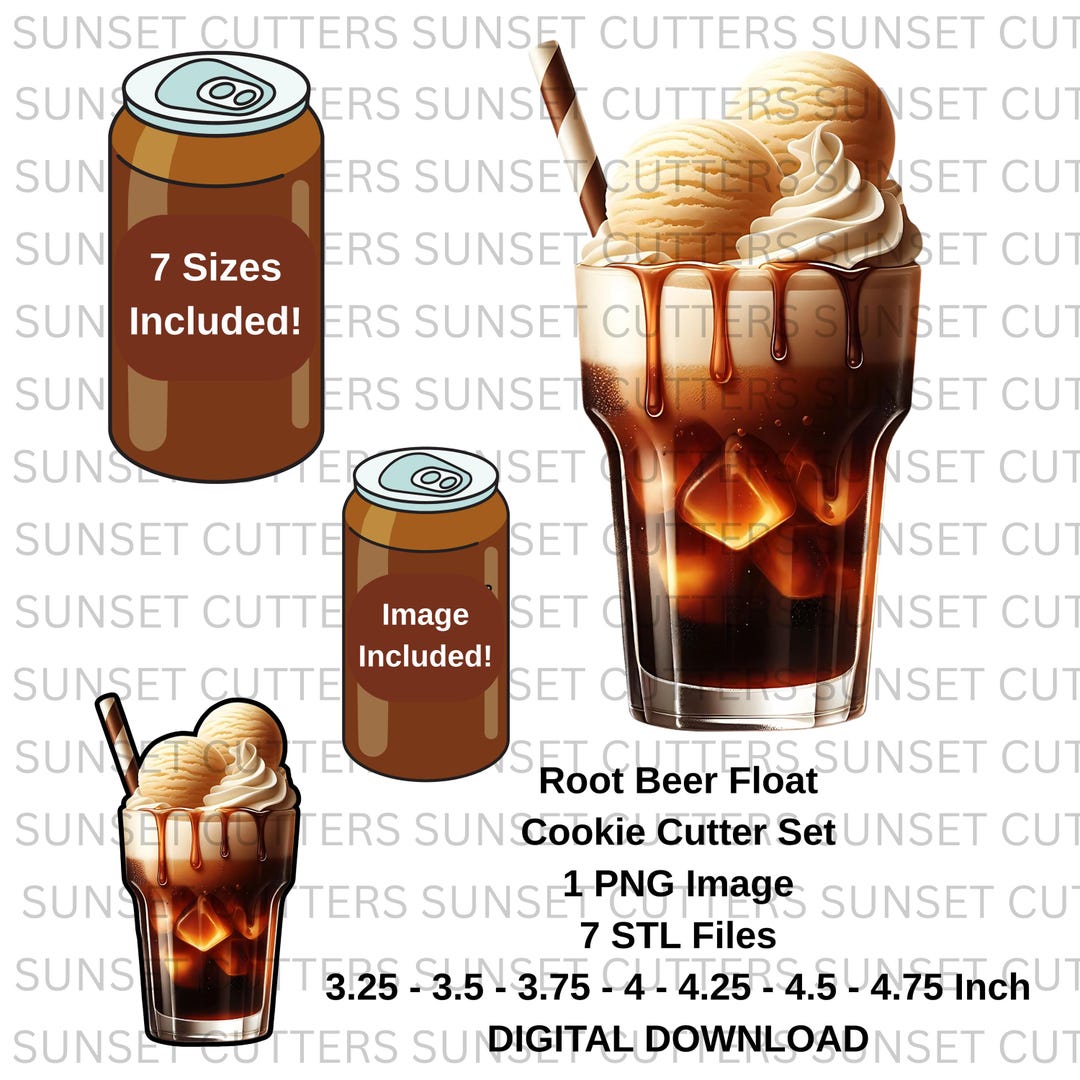 Root Beer Float PNG and STL Cookie Cutter Set, Soda Png, Kids Drinks ...
