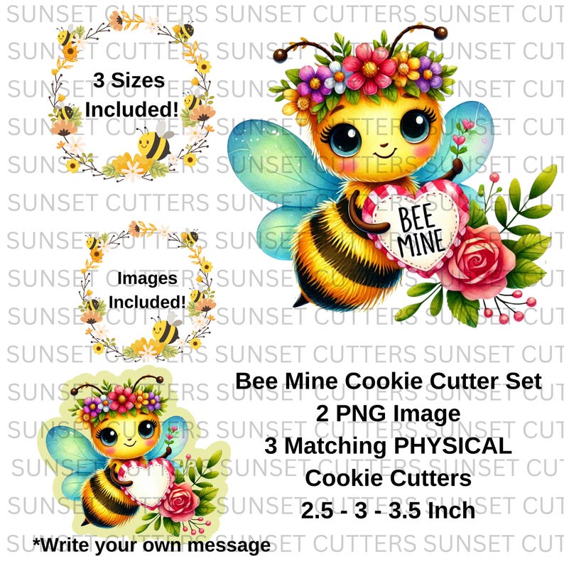 Bee Cookie Cutter and PNG Set, Cookie Cutters, Bee Mine Png, Bee Mine ...