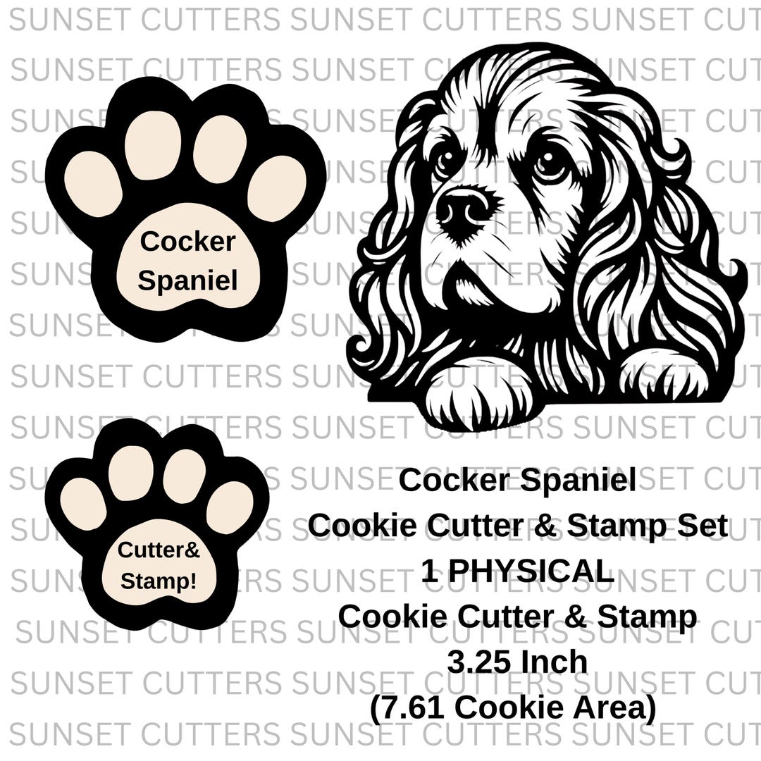 Cocker Spaniel Cookie Cutter and Stamp Set, Dog Cookie Cutter, Cocker ...