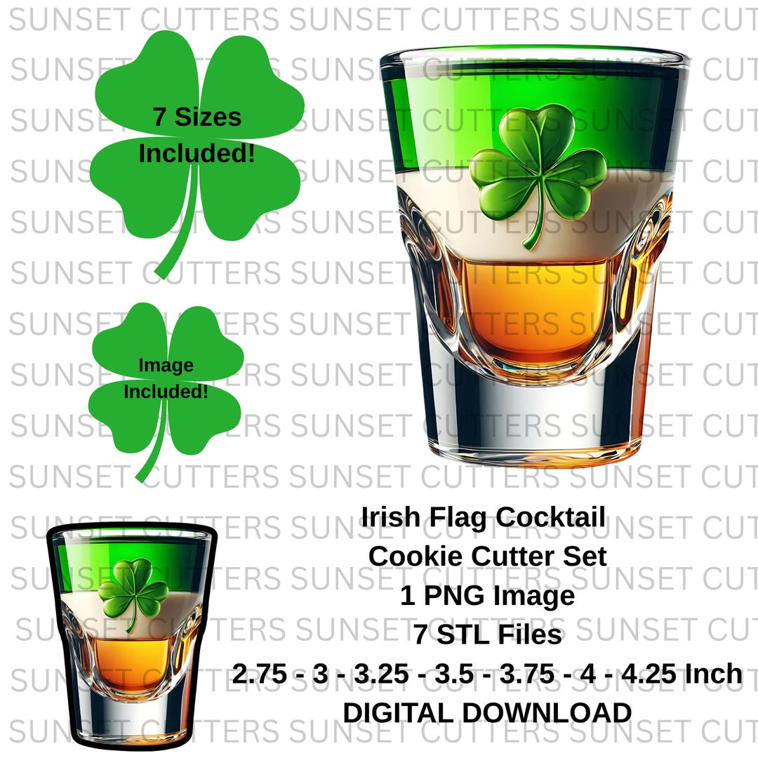 Irish Flag Cocktail PNG and STL Cookie Cutter Set, Irish Flag Png ...