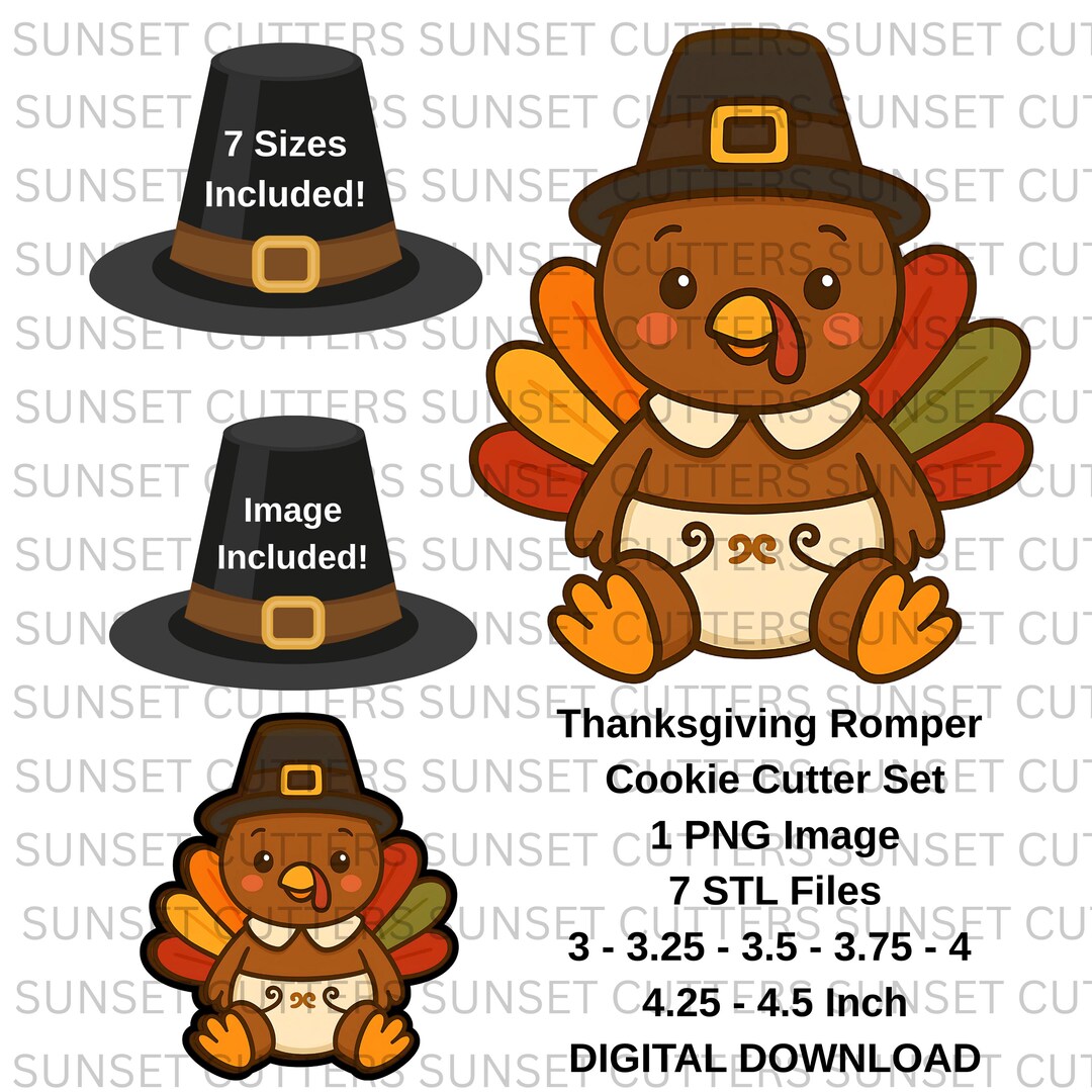 Turkey PNG and STL Cookie Cutter, Baby Turkey Png, Turkey Stl ...