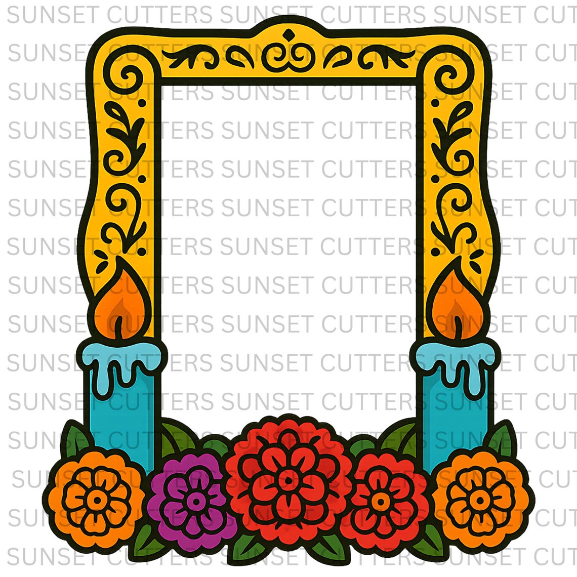 Ofrenda Frame PNG and STL Cookie Cutter Set, Dia De Los Muertos Clipart ...