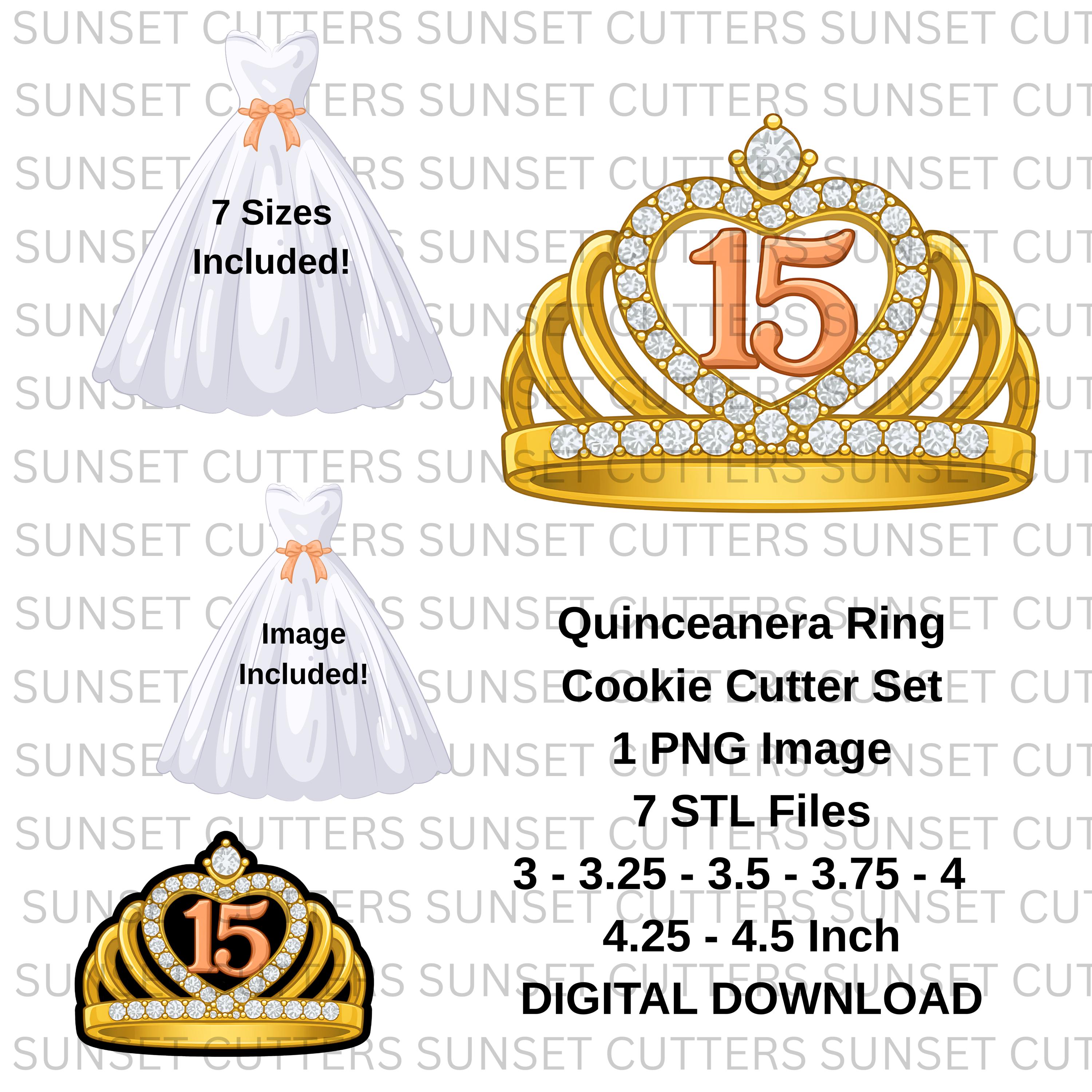Quinceanera Ring PNG and STL Cookie Cutter, Quinceanera Png ...