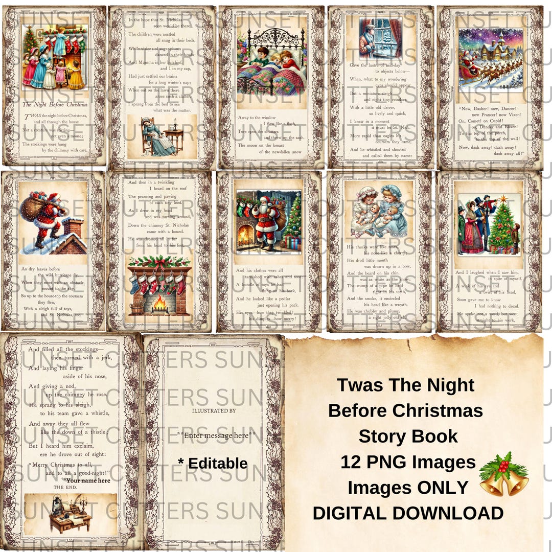 Twas the Night Before Christmas Clipart, Christmas Cookies, Story Book ...