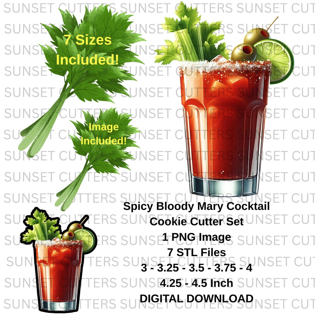 Bloody Mary PNG and STL Cookie Cutter Set, Stl Cutter, Stl Cookie ...