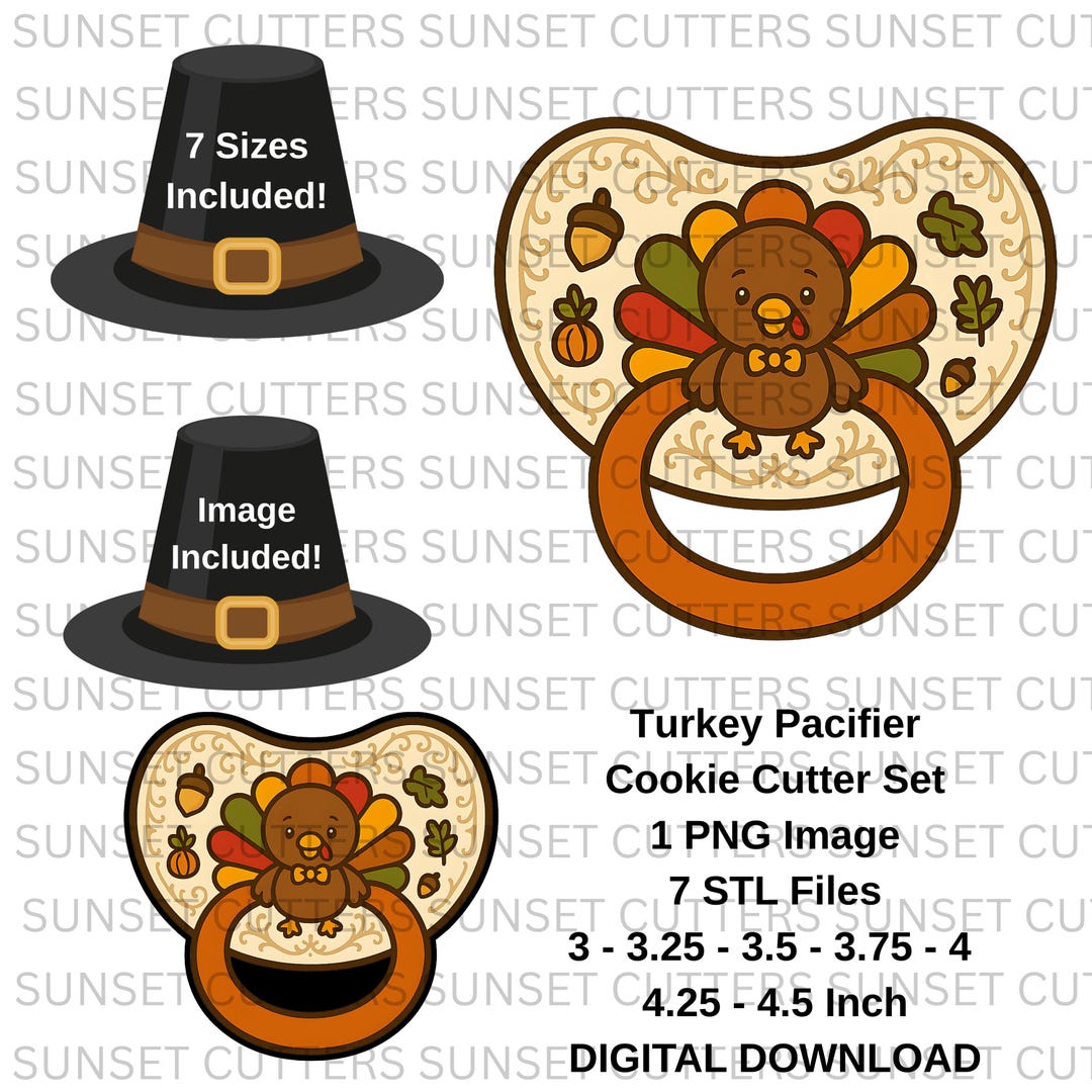 Pacifier PNG and STL Cookie Cutter, Turkey Pacifier, Pacifier Stl ...