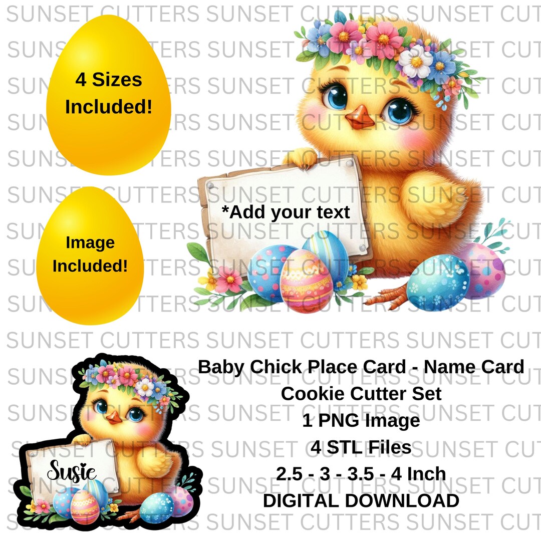 Baby Chick Place Card Png and Stl, Chick STL, STL Cutters, STL Cookie ...