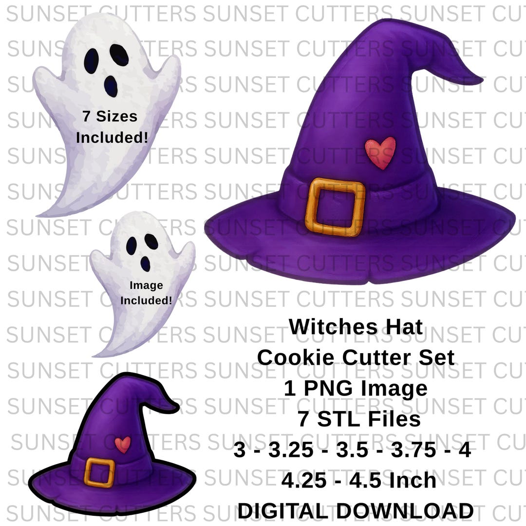 Witches Hat PNG and STL Cookie Cutter Set, Witches Hat Png, Witches Hat ...