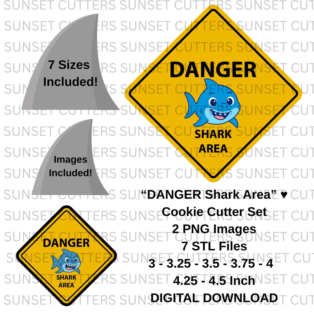 Shark Week PNG and STL Cookie Cutter Set, Shark Week Png Shark Stl ...