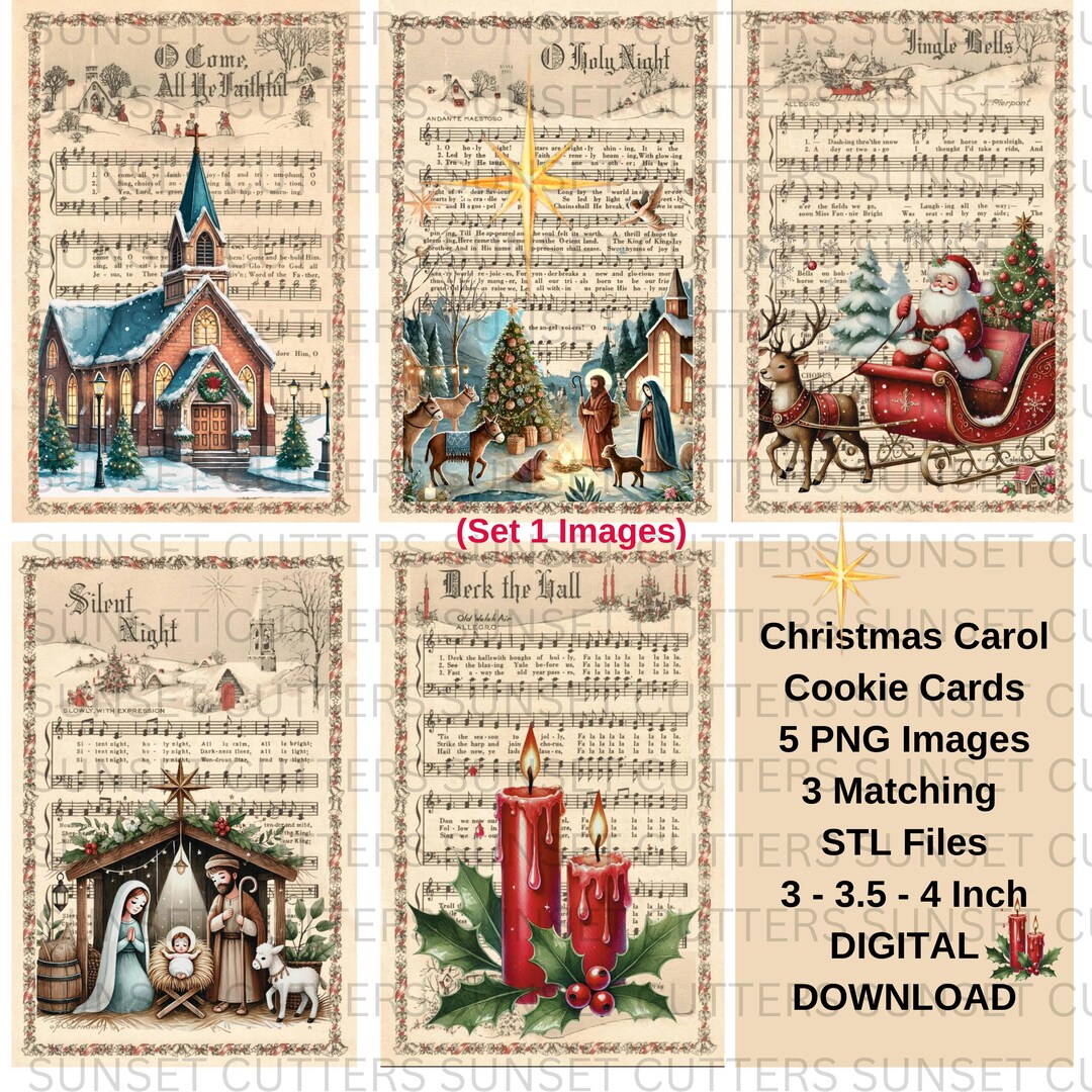 Christmas Carol Cookie STL and PNG, STL Cutters, Stl Cookie Cutters ...