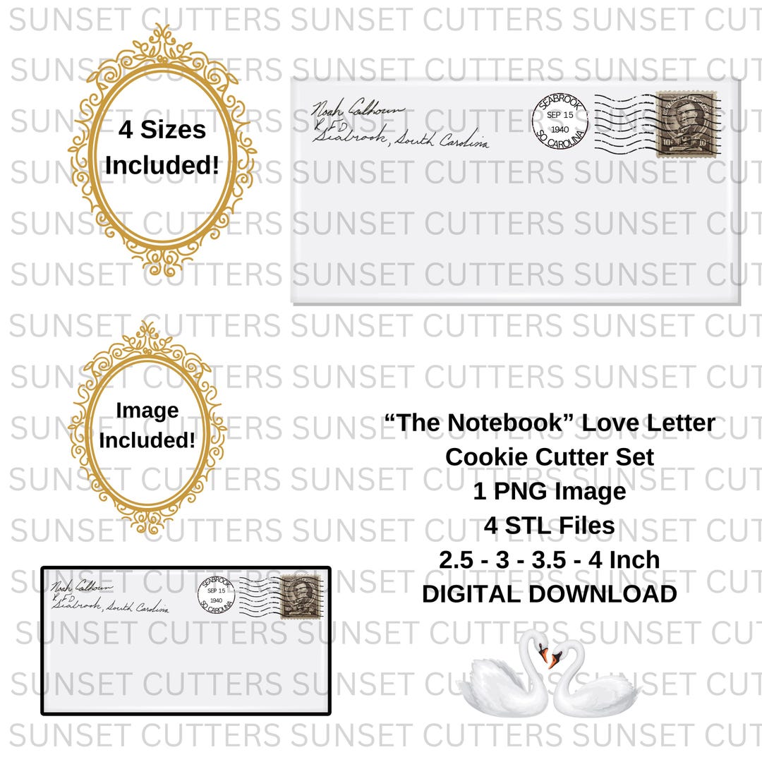 The Notebook Letter STL and PNG, STL Cutters, Stl Cookie Cutters ...