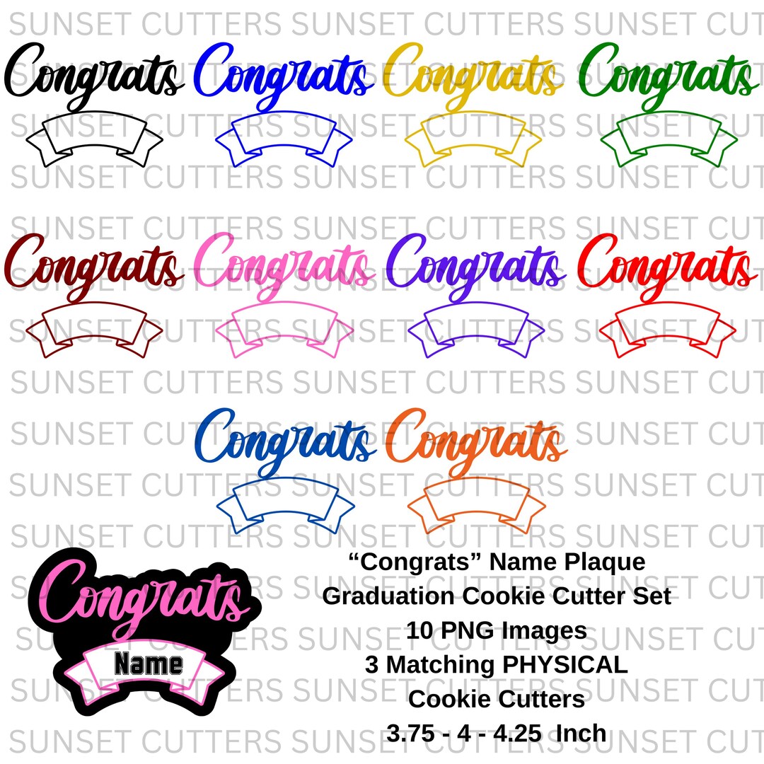 Graduation Cookie Cutter and PNG Set, Cookie Cutters, Congrats Png ...