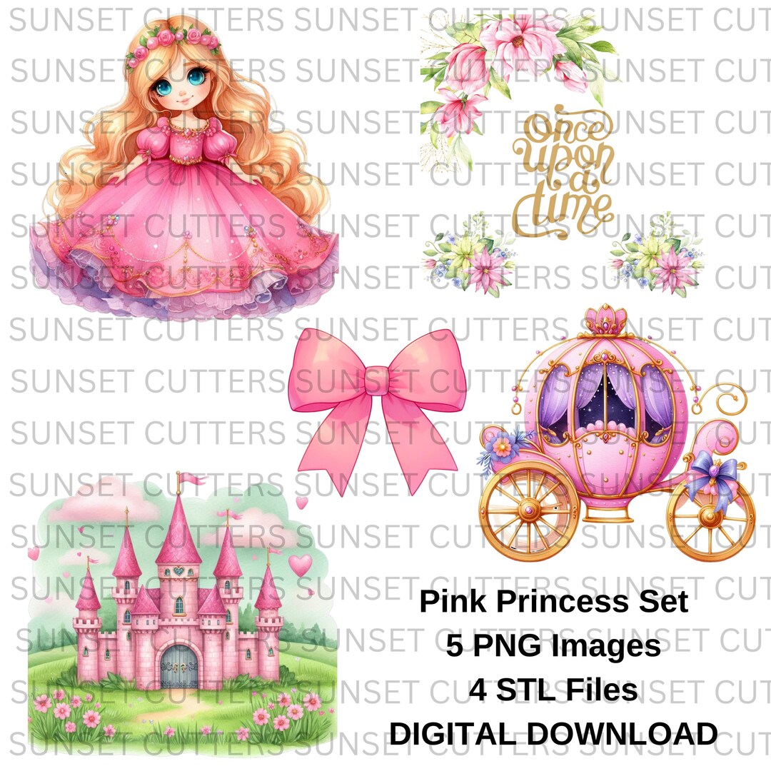 Princess Cookie Cutter Set With STL and PNG, Princess STL, Stl Cookie ...