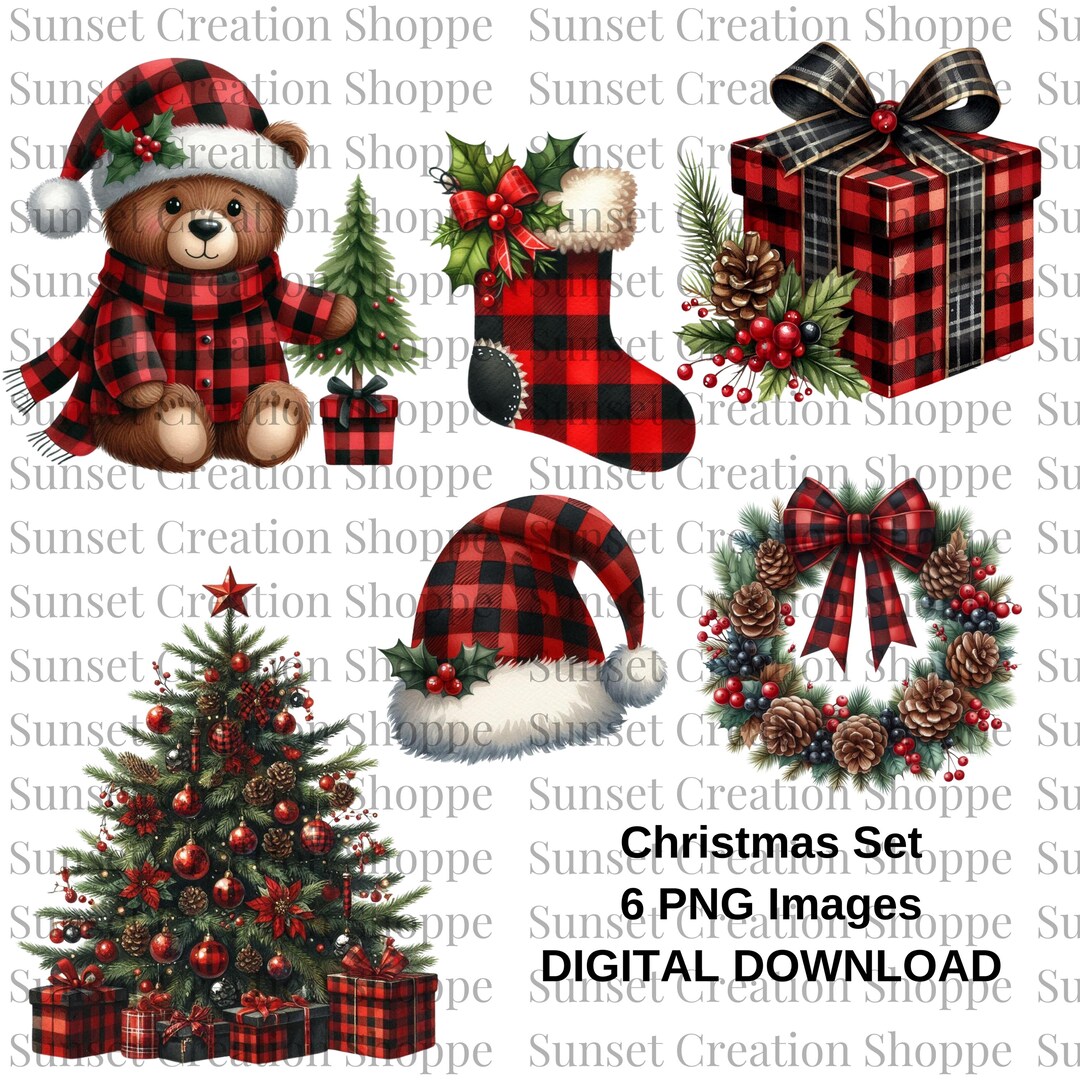 Red and Black Plaid Christmas Png, Christmas Png, Christmas Stocking ...