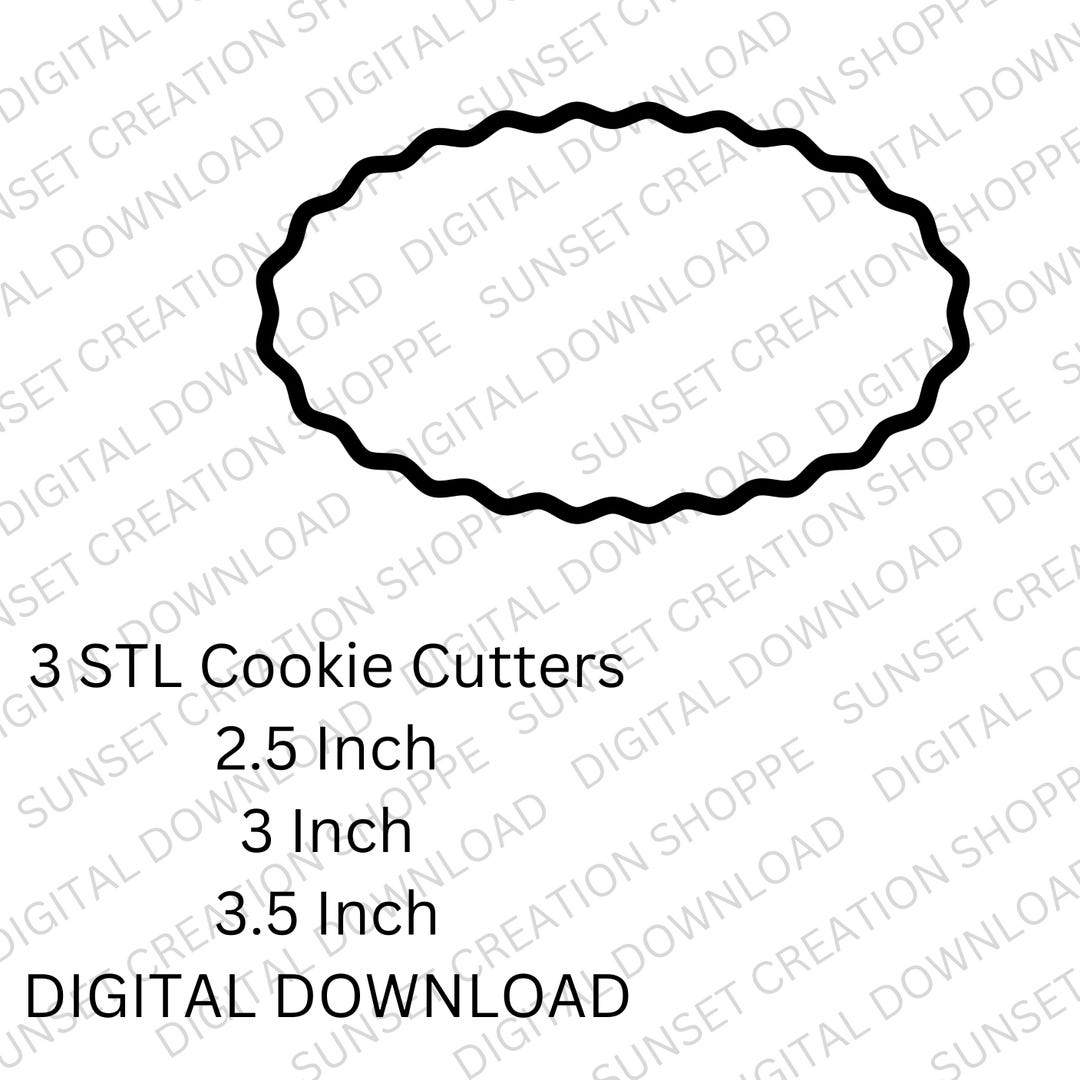 Scalloped Oval Cookie Cutter STL, Oval Cookie Cutter STL, Plaque Cookie ...