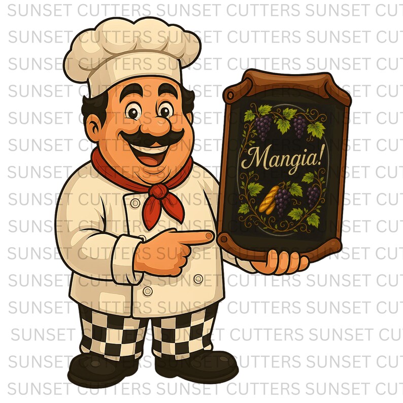 Italian Chef PNG and STL Cookie Cutter Set, Italy Clipart, Mangia Png ...