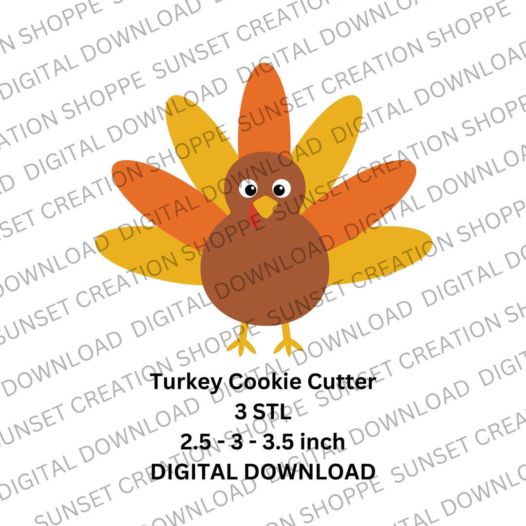 Turkey Cookie Cutter, Turkey STL, STL Cookie Cutter, Thanksgiving ...