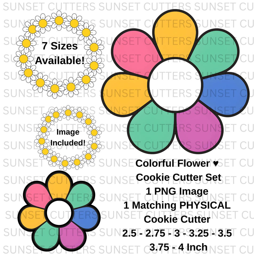 Flower Cookie Cutter, Colorful Flower PNG, Groovy Cookie Cutter, Retro ...