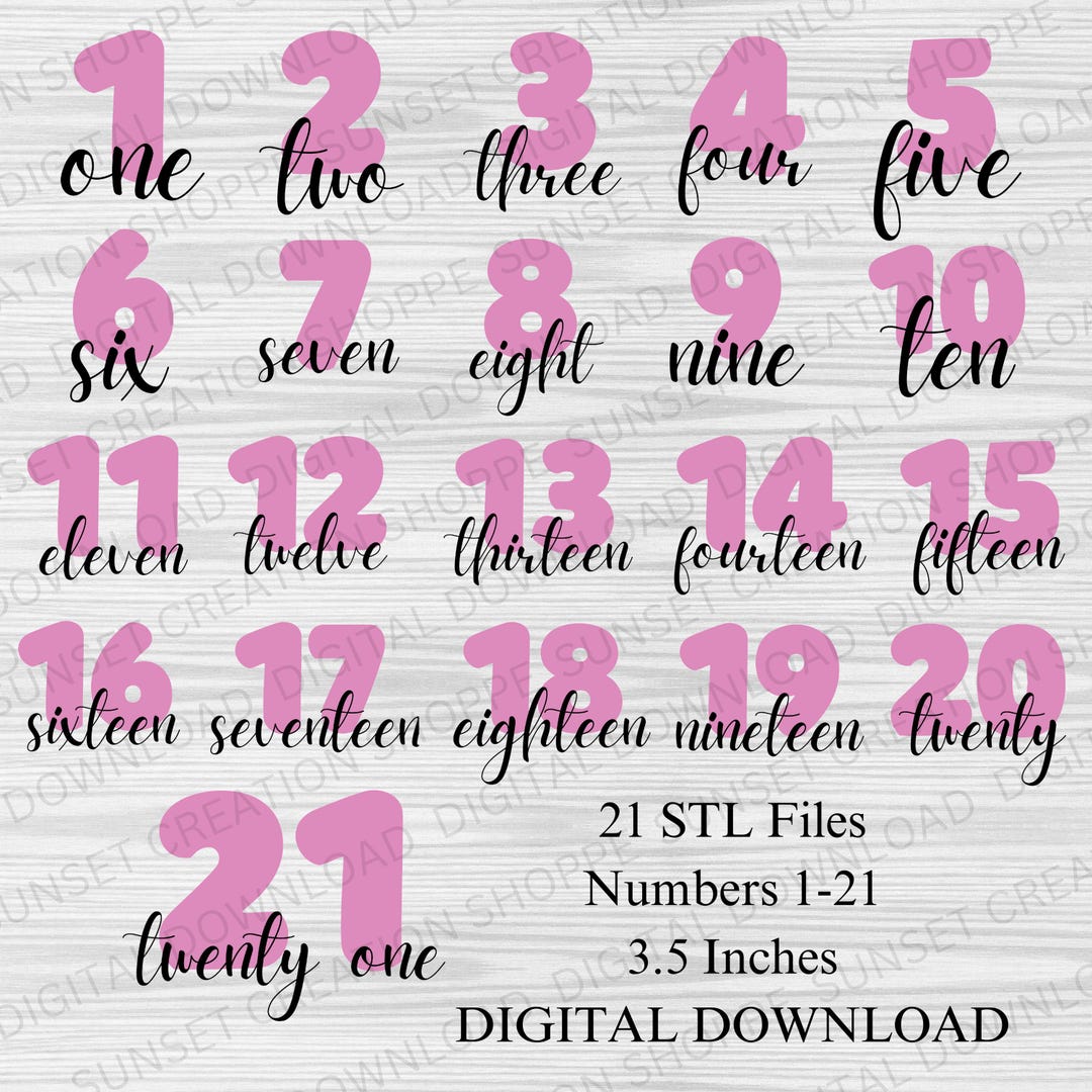 Number Cookie STL Files, Complete Number Cookie Cutter Set 1-21 ...