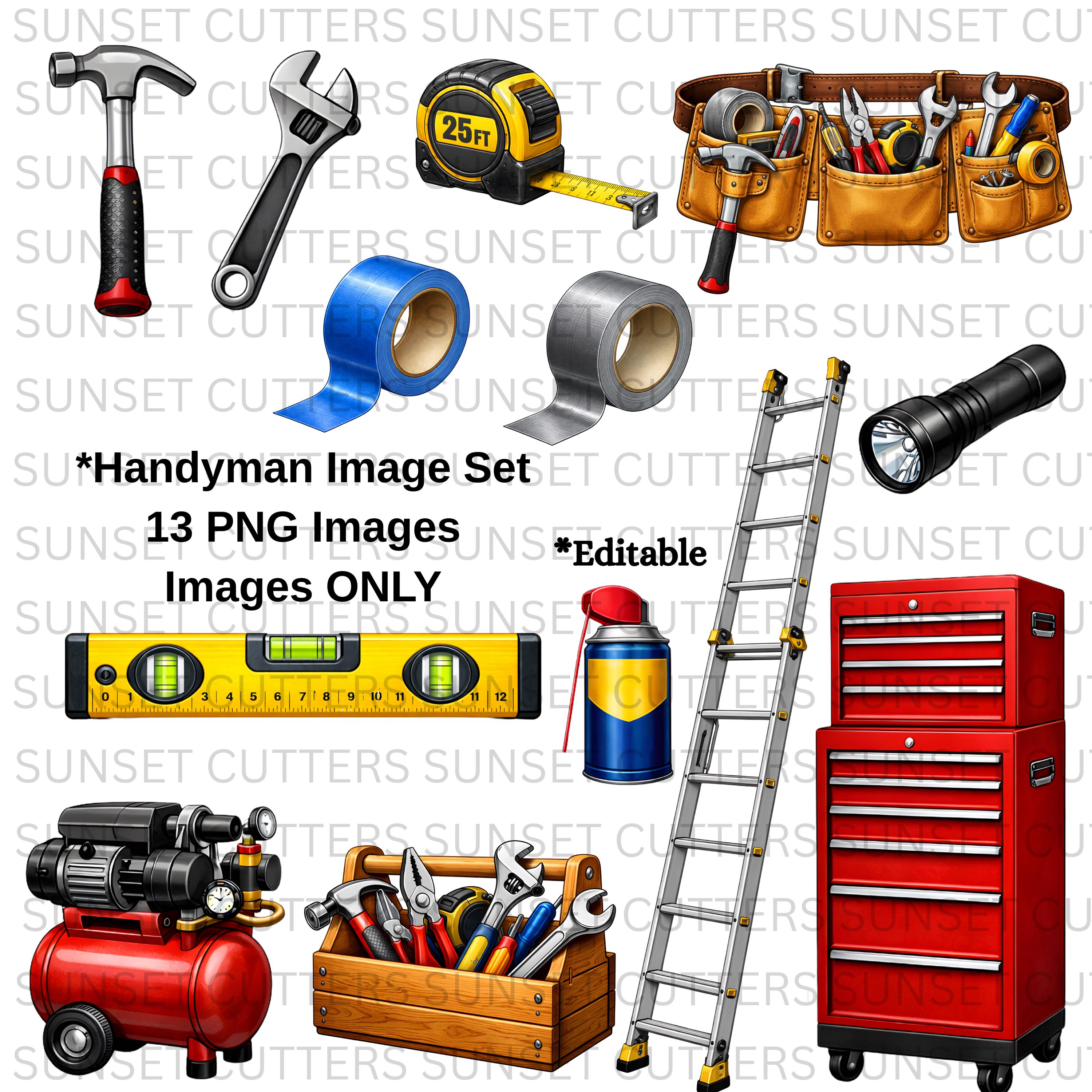 Handyman Tool Set Clipart, Toolbox Png, Hammer Png, Tape Measure Png ...
