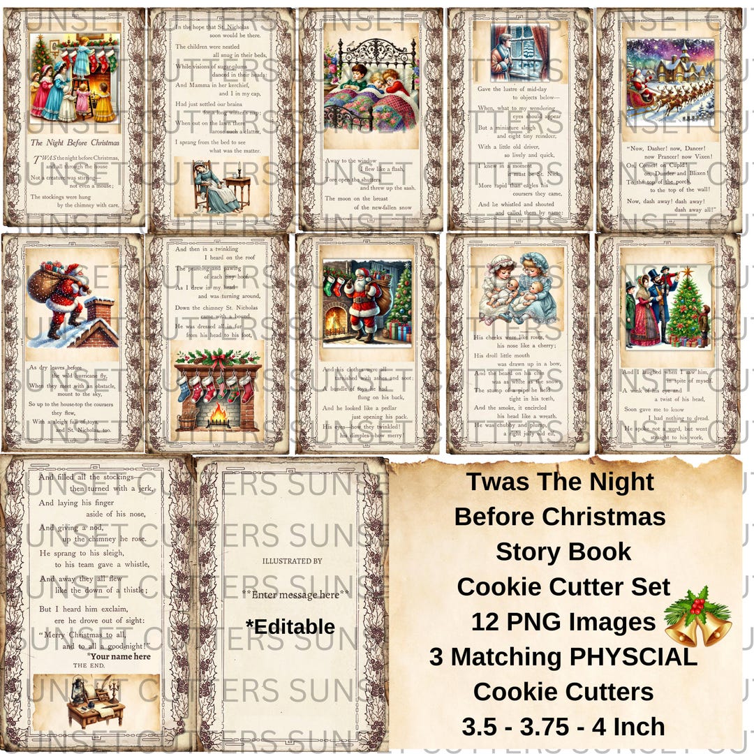 Twas the Night Before Christmas Story Book Cookie Cutters and PNG ...