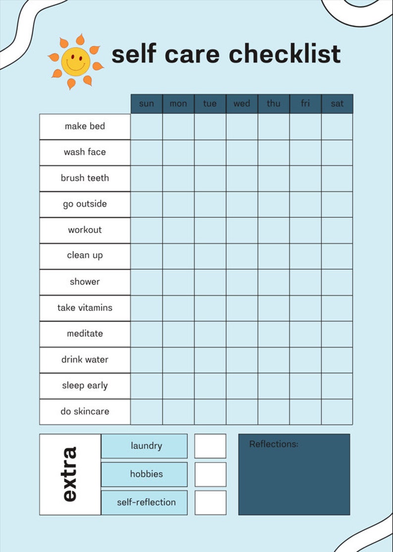 Weekly Self-care Checklist - Etsy