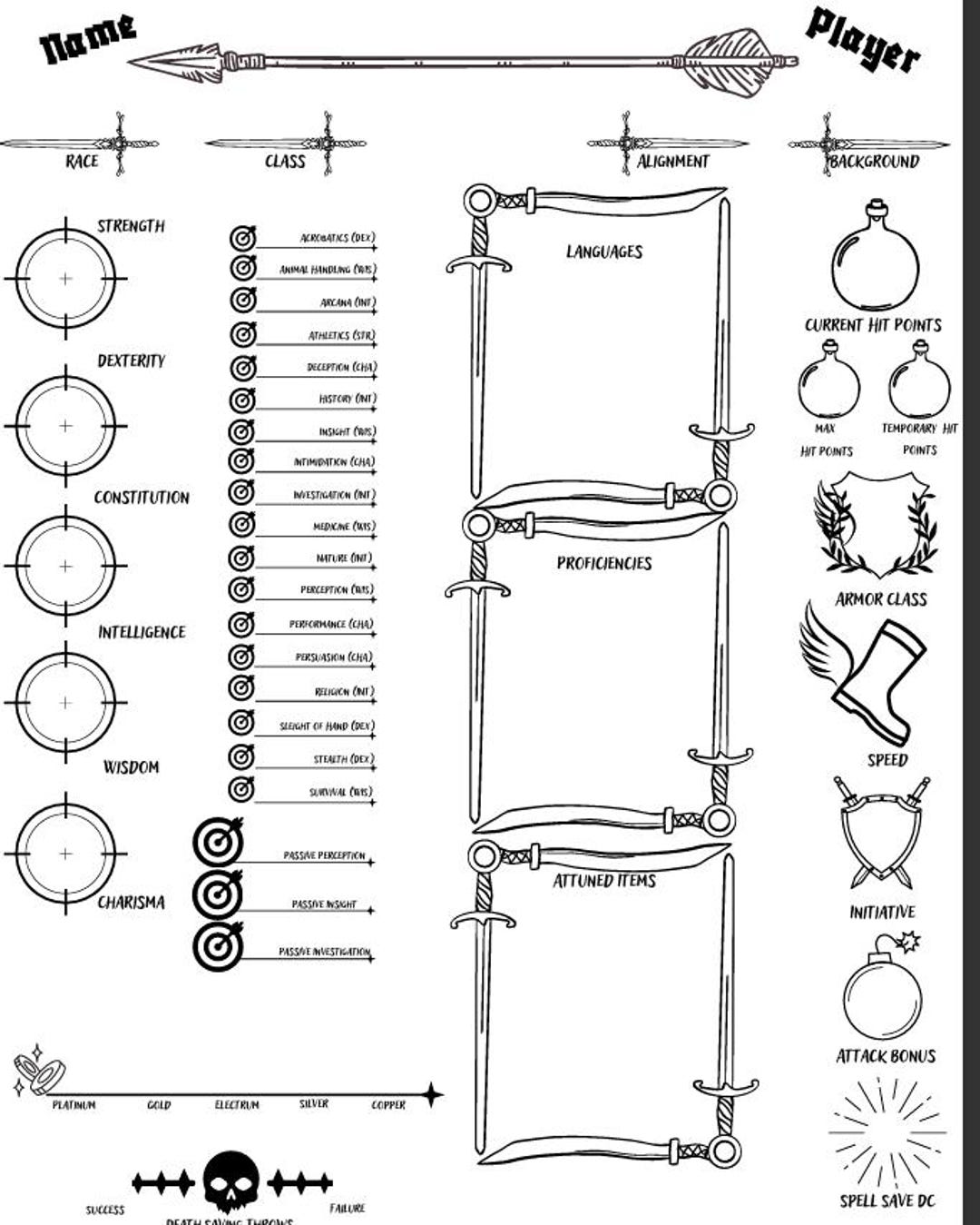 DND Character Sheet: Ranger (BASIC) - Etsy
