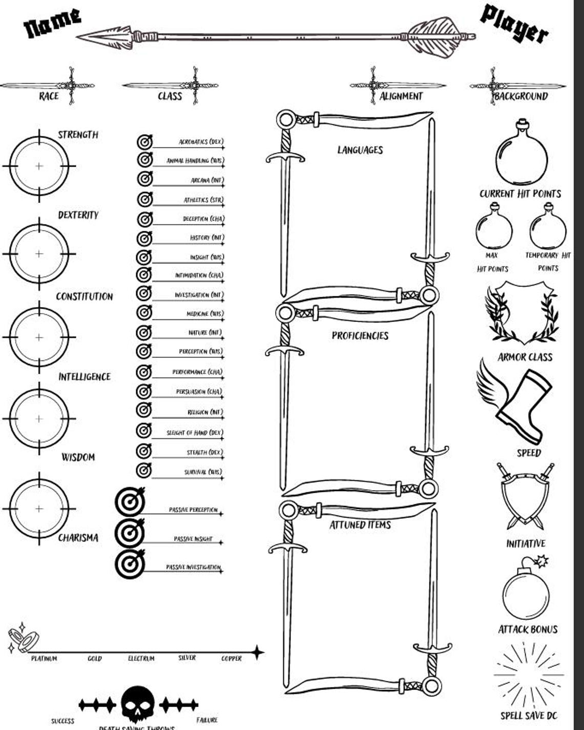 DND Character Sheet: Ranger (BASIC) - Etsy