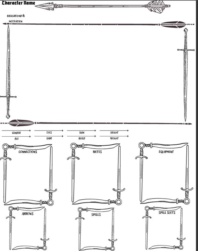 DND Character Sheet: Ranger Theme ADVANCED - Etsy