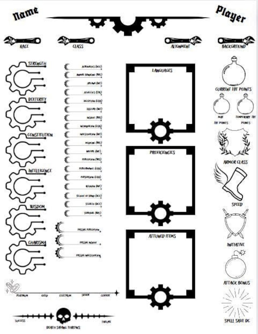 DND Character Sheet: Artificer Theme (ADVANCED) - Etsy