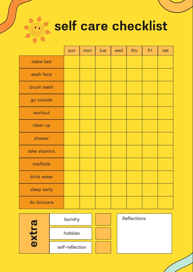 Weekly Self-care Checklist - Etsy