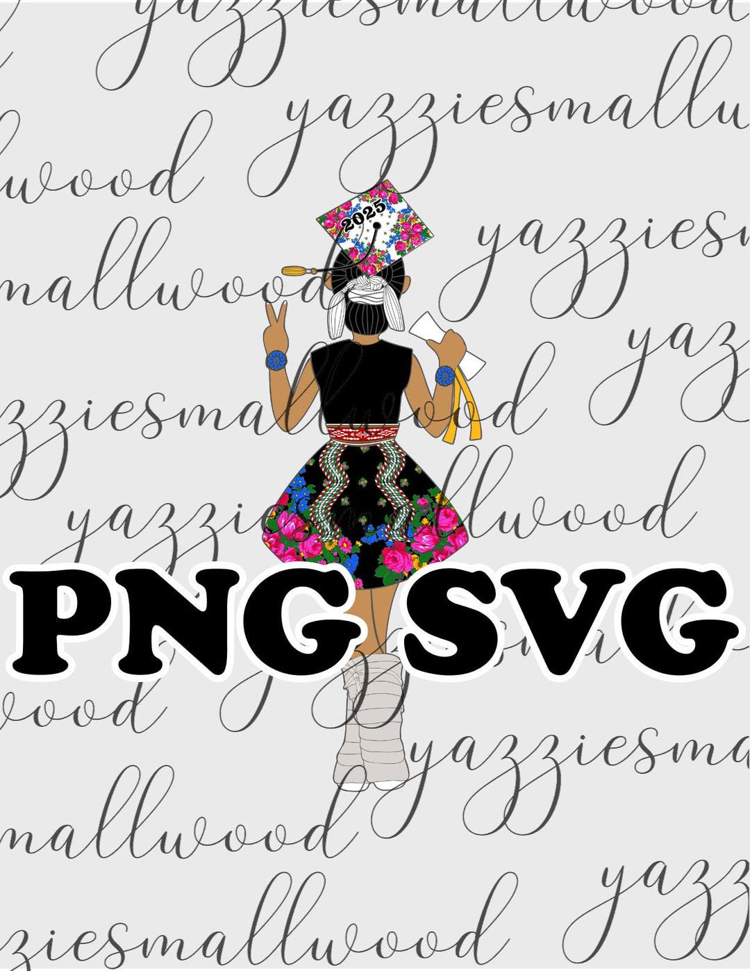 Navajo Girl Graduation Clip Art Masani Scarf Print Pattern PNG SVG - Etsy