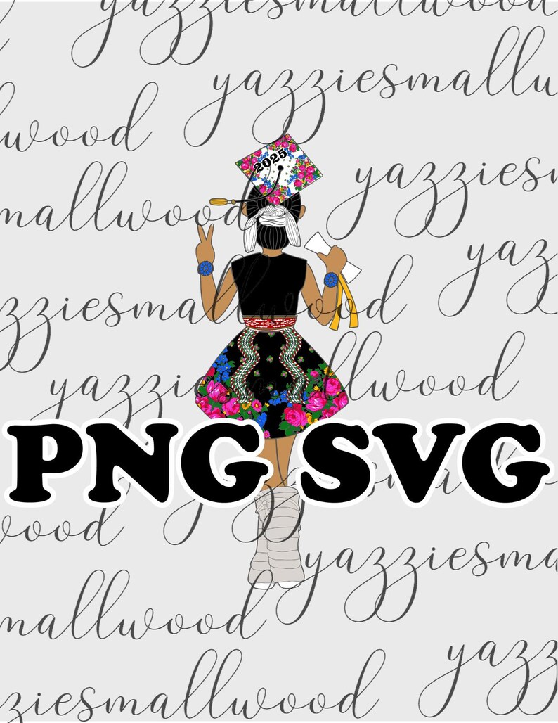 Navajo Girl Graduation Clip Art Masani Scarf Print Pattern PNG SVG - Etsy