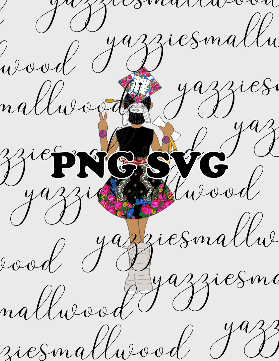 Navajo Girl Graduation Clip Art Masani Scarf Print Pattern PNG SVG - Etsy