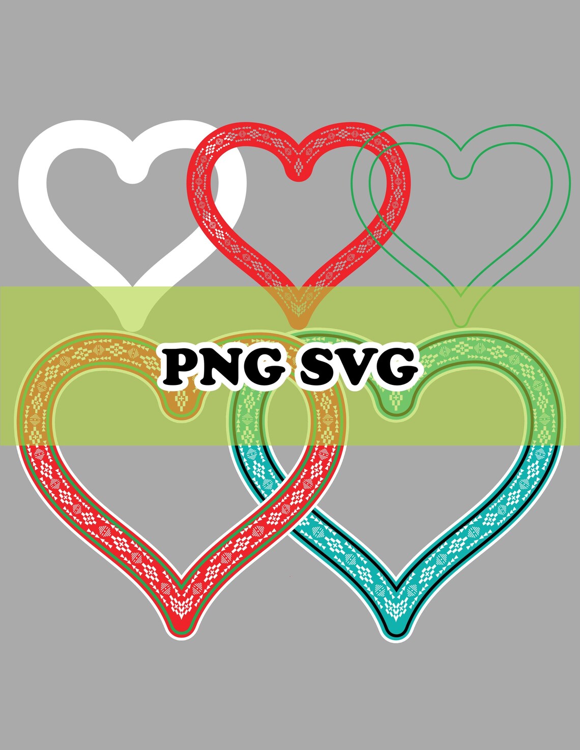 Navajo Sashbelt Heart Border PNG SVG - Etsy