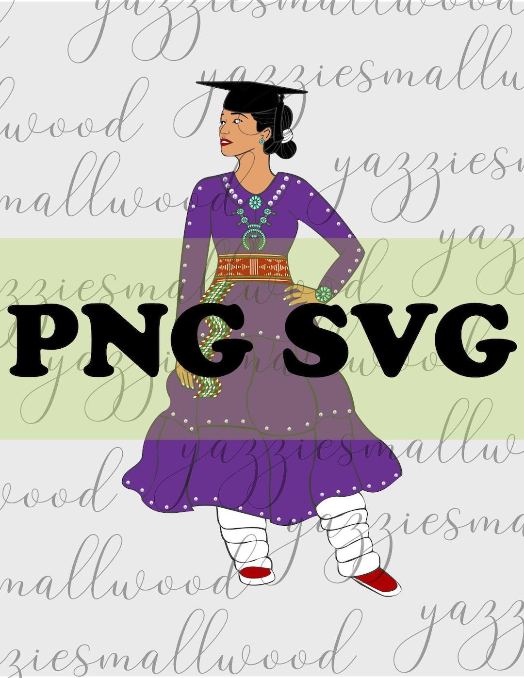 Navajo Girl Clip Art Wearing Traditional Attire Graduation Clip Art PNG ...