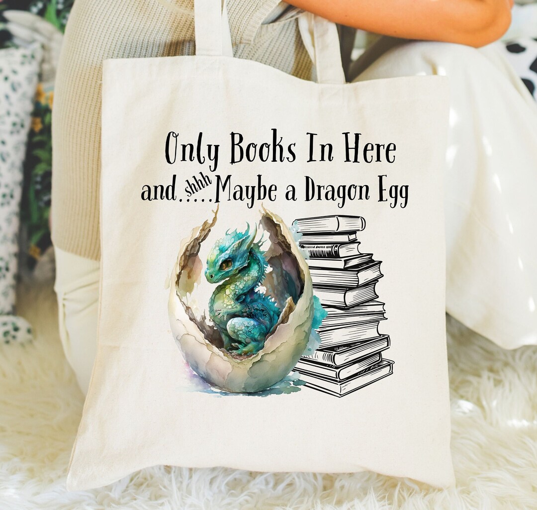 Dragon Egg Tote Bag for Fantasy Book Lover Dragon Library - Etsy