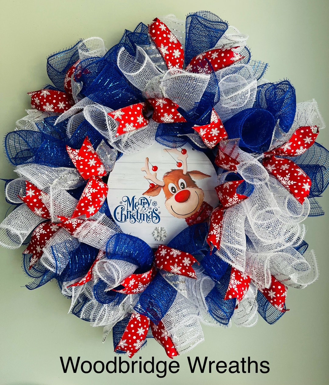 Merry Christmas Reindeer Wreath - Etsy