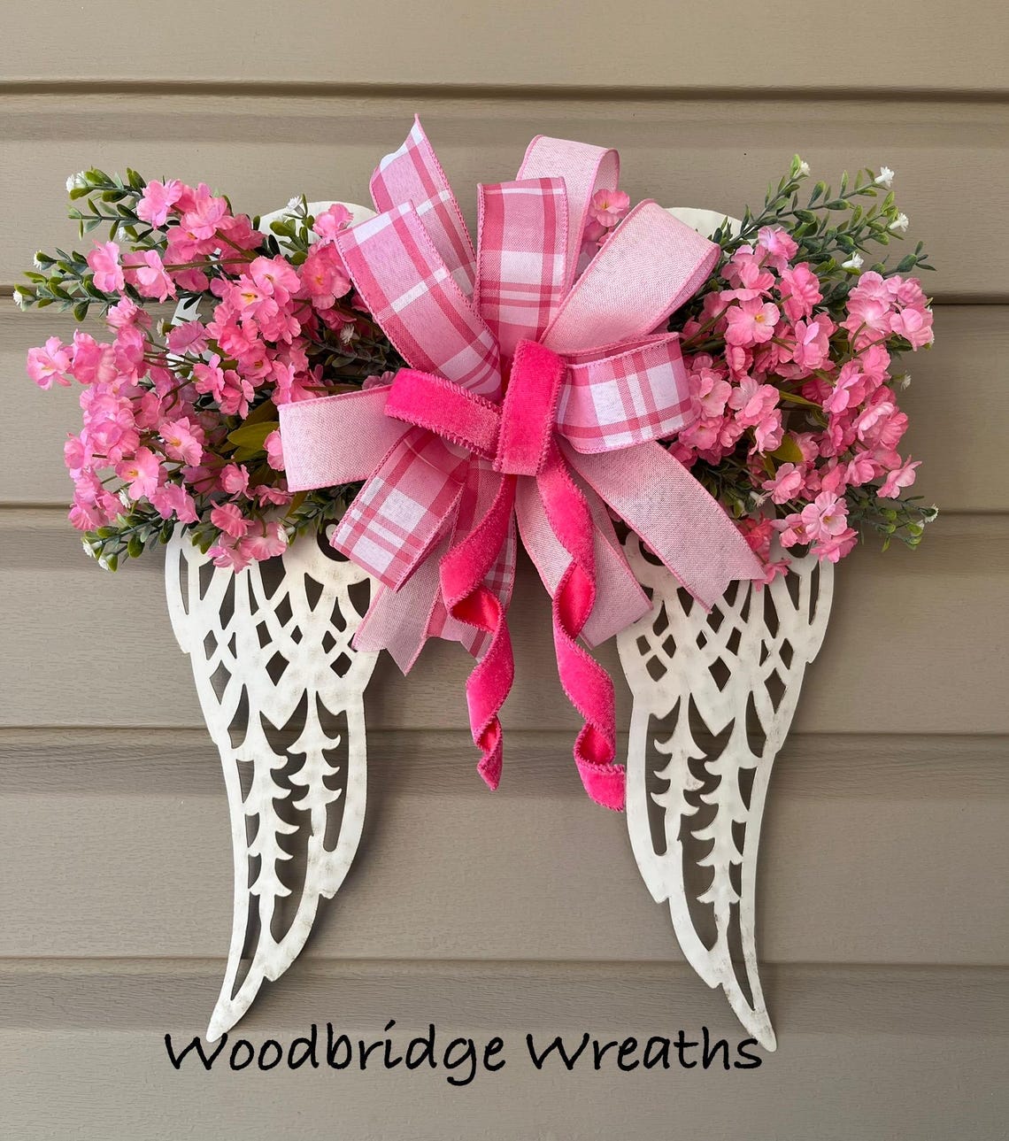 Angel Wings Small Pink Floral Wreath - Etsy