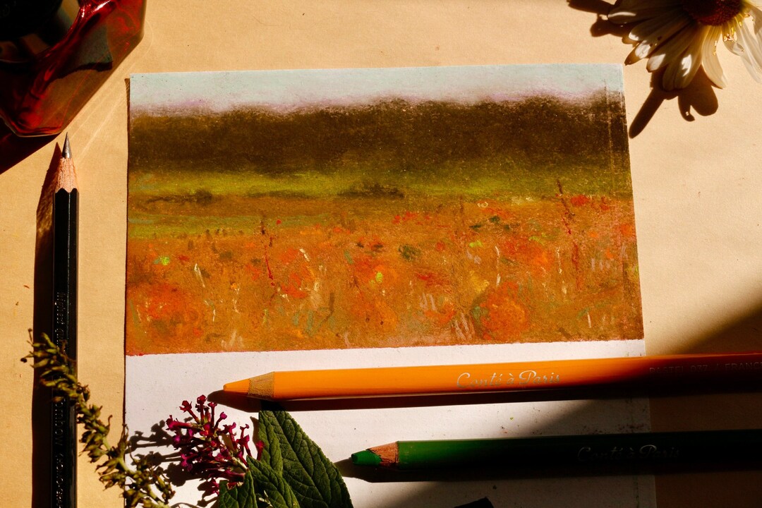 Pastel Painting Plein Air Landscape Pumpkin Patch - Etsy