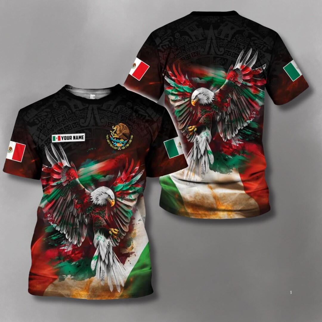 Mexican Eagle Flag Shirt Hoodie Zip Jacket and Sweater With Custom Name ...